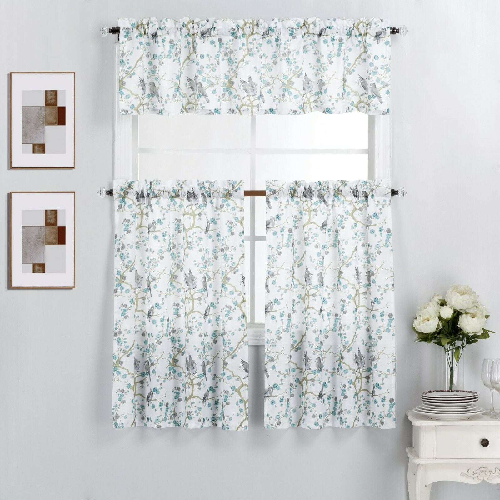 3 Piece Kitchen Window Curtain Panel Tiers & Valance Set - Various ...