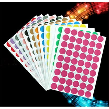 1.18" (30mm) 12 Sheet Multicolored Round Dot Adhesive Sticker Color ...