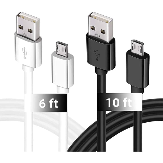Deego Android 2Pack 10Ft 6Ft Micro Charger Cable, Durable Fast Charging ...