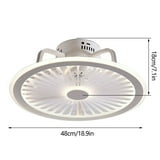 Wuzstar White Round Ceiling Fan with Light, 18.9" Remote Control LED ...