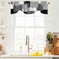 Abstract Art Tie Up Valances Curtain, White Black Gray Splice ...