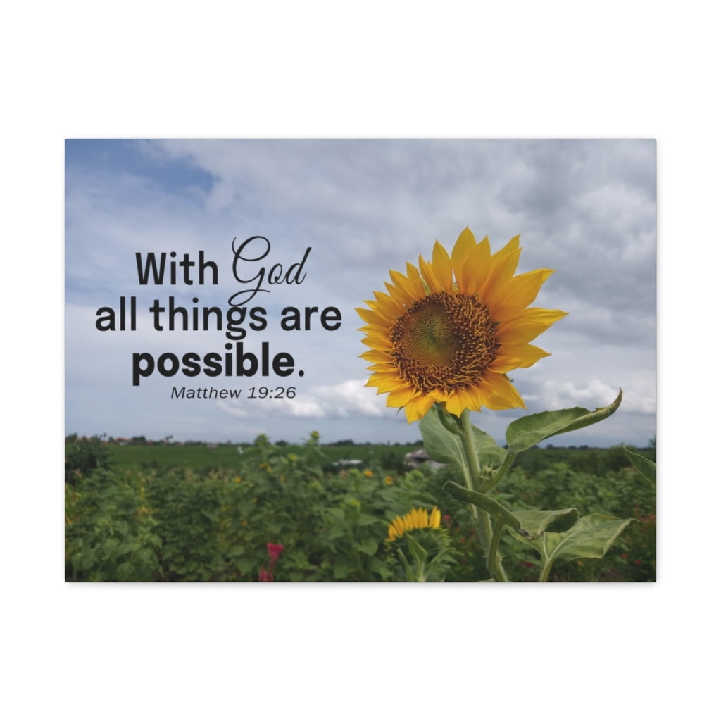 Scripture Walls With God Matthew 19:26 Sunflower Bible Verse Canvas ...