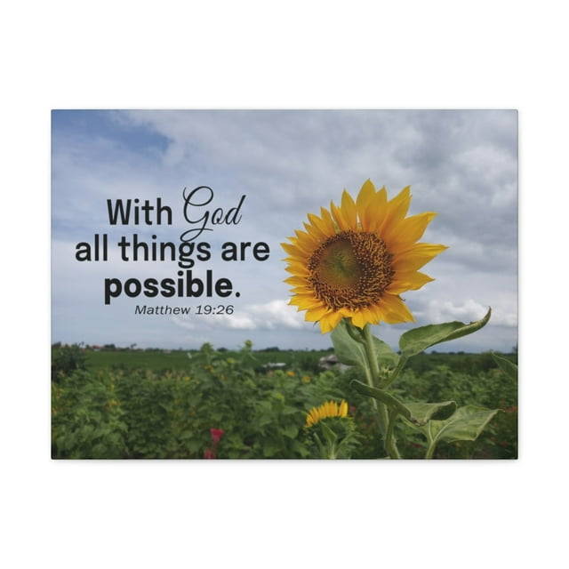 Scripture Walls With God Matthew 19:26 Sunflower Bible Verse Canvas ...