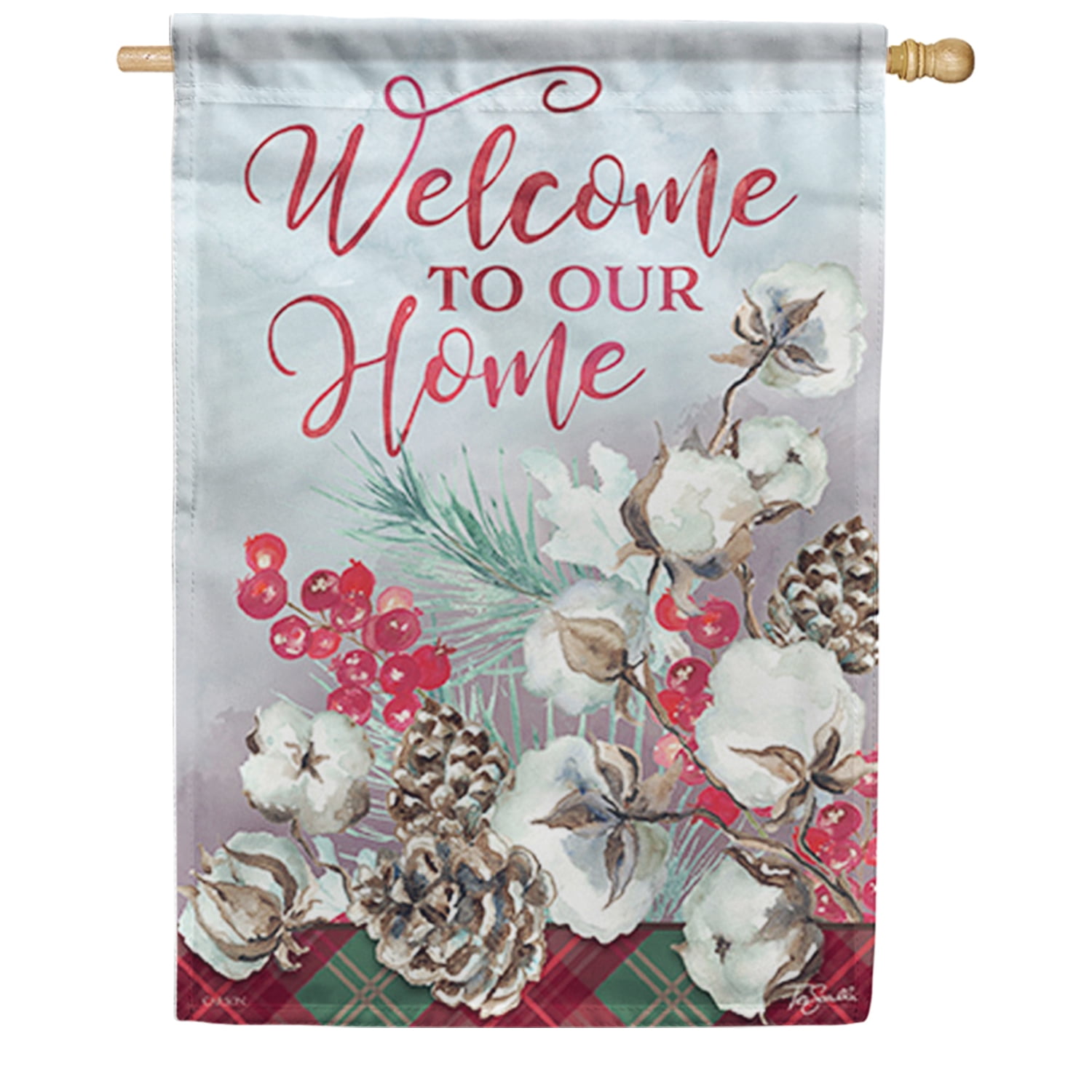 Carson House Flag - Cotton Boll Christmas, Dura Soft Double Sided House ...