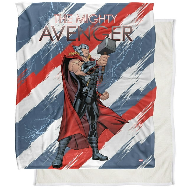 Marvel Thor Blanket, 50"x60", The Mighty Avenger, Silky Touch Sherpa ...