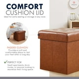 Ornavo Home 15 Inch Square Storage Ottoman Cube, Tufted Square Faux ...