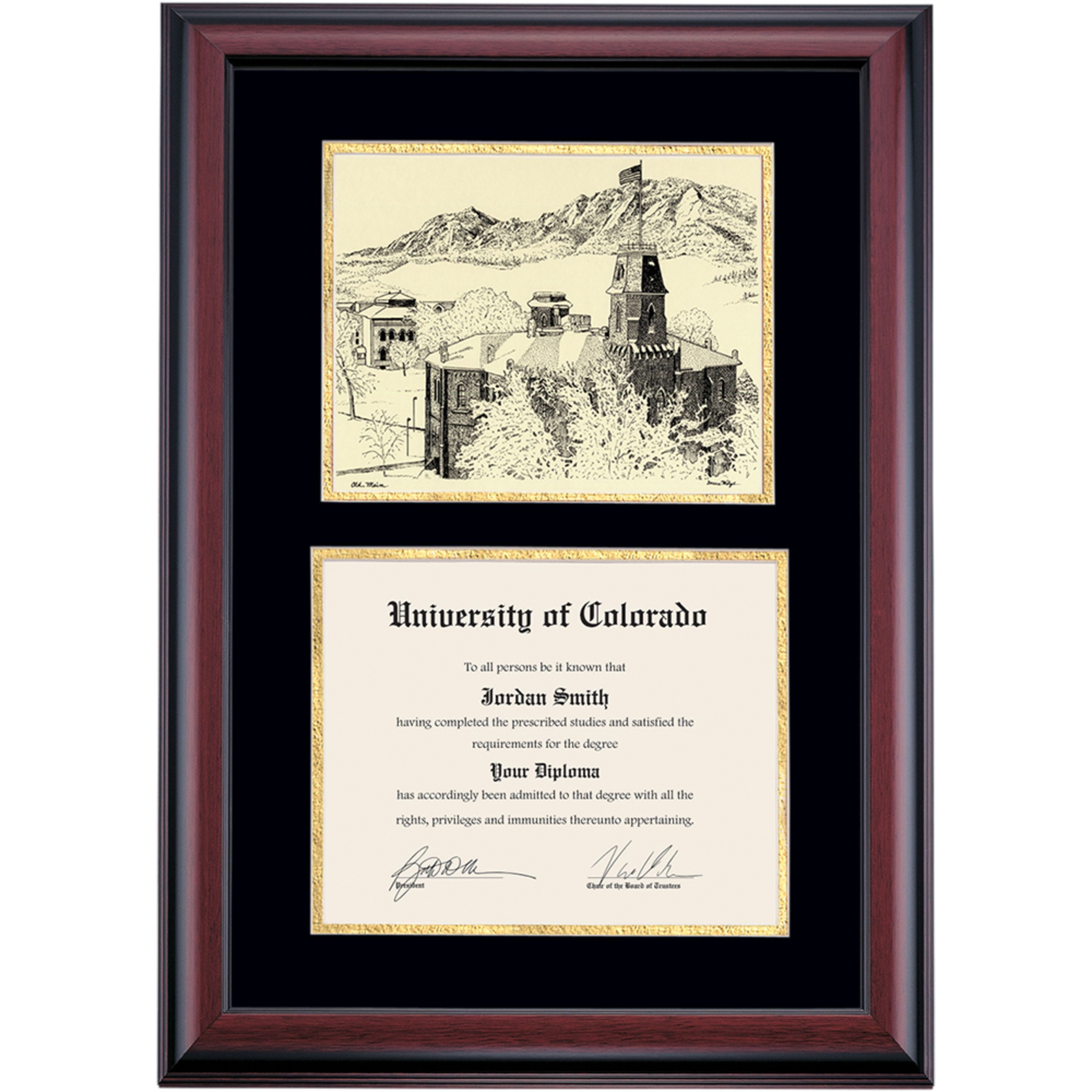OCM Diploma Frame for University of Colorado CU Boulder, Black/Gold Mat ...