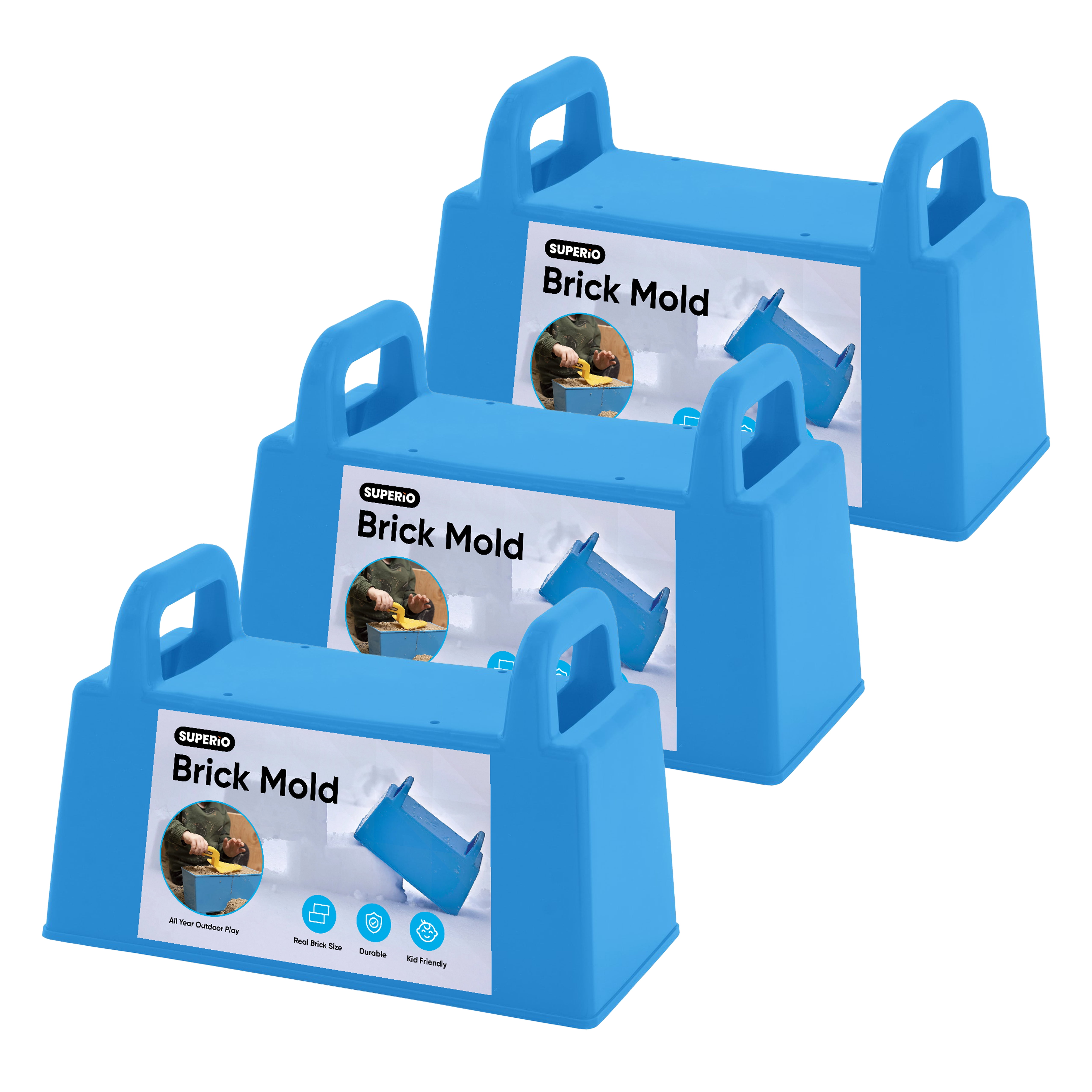 Superio Snow Sand Beach Toys Snow Brick Mold Sand Castle Block, 3 Blue ...