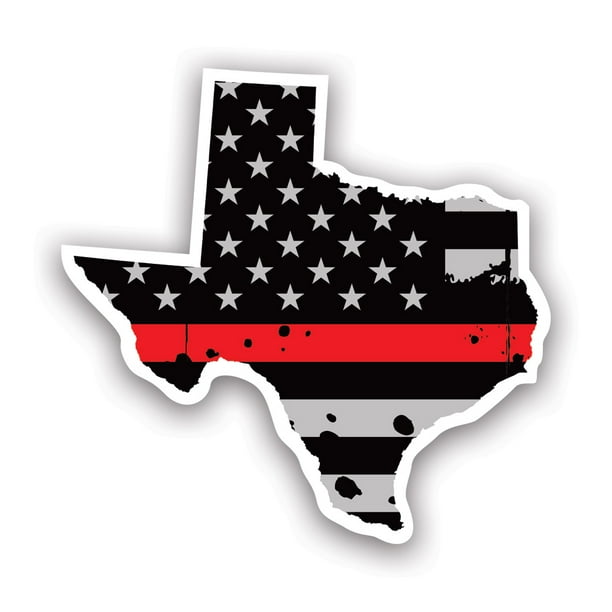 Distressed Thin Red Line Texas State Shaped Subdued US Flag Sticker ...