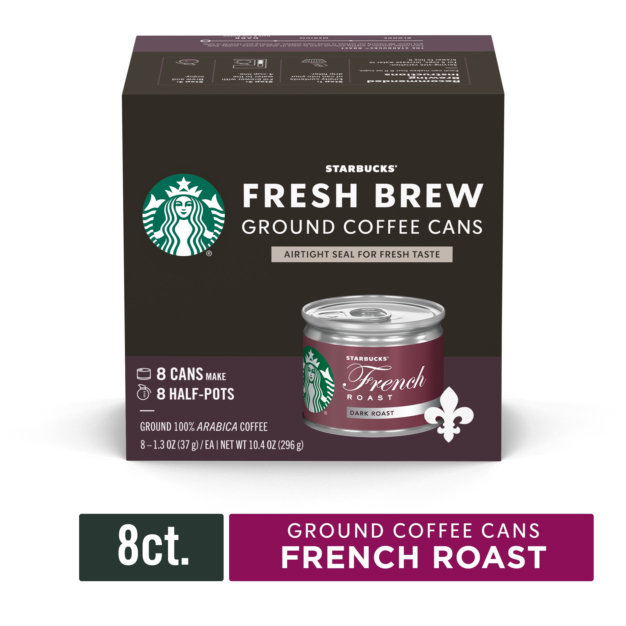Starbucks Dark Roast Fresh Brew Ground Coffee Cans — French Roast — 1 ...