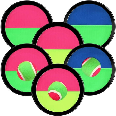 Toss and Catch Balls Game with 6 Paddles and 3 Balls, 7.3 Inches Catch ...