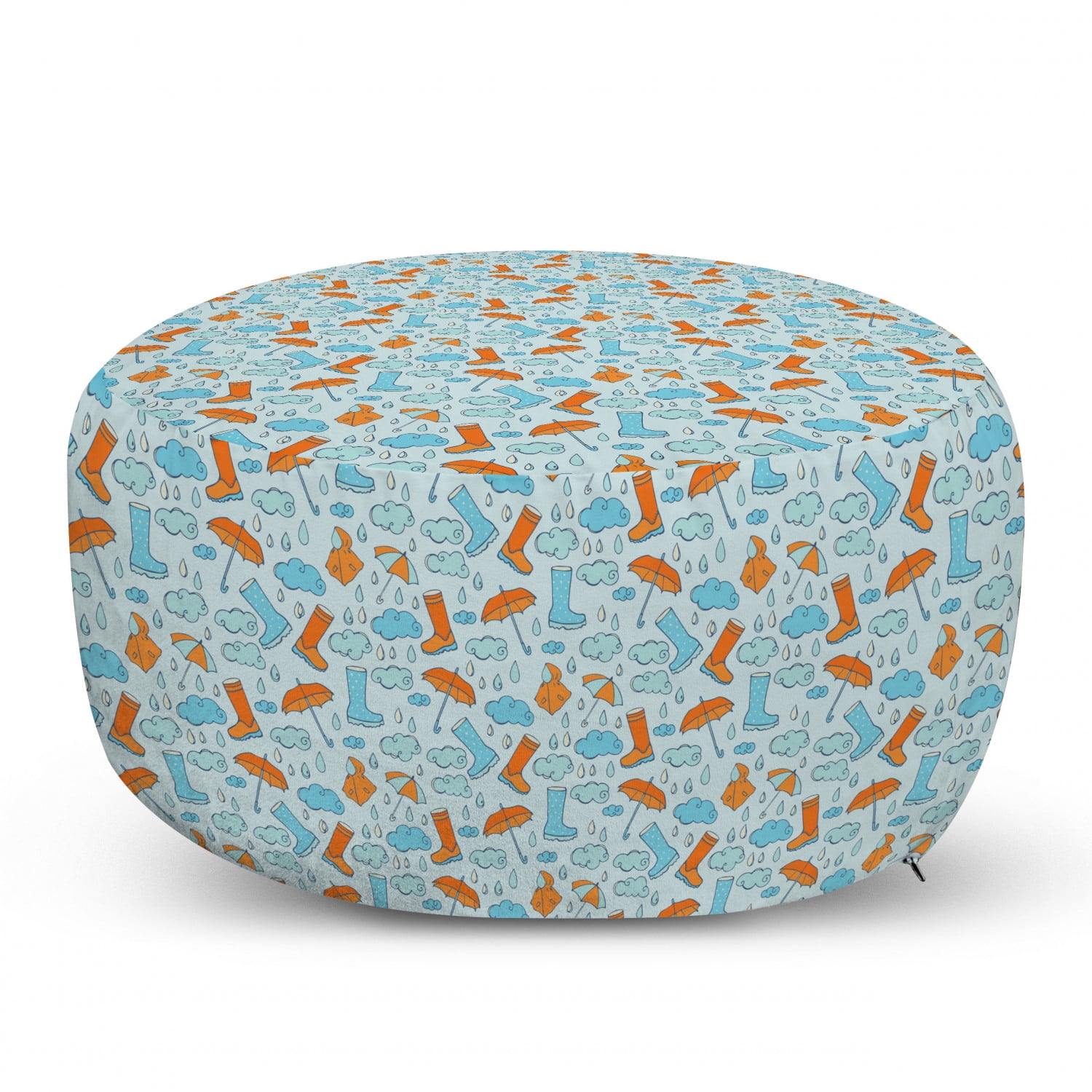 Umbrella Pouf Cover with Zipper, Rain Season Related Cartoon Clothing ...
