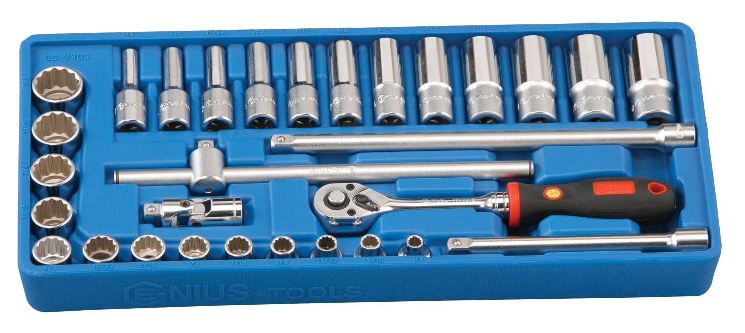 Genius Tools 30 Piece 3/8" Dr. SAE Deep Hand Socket Set - GS-330S ...