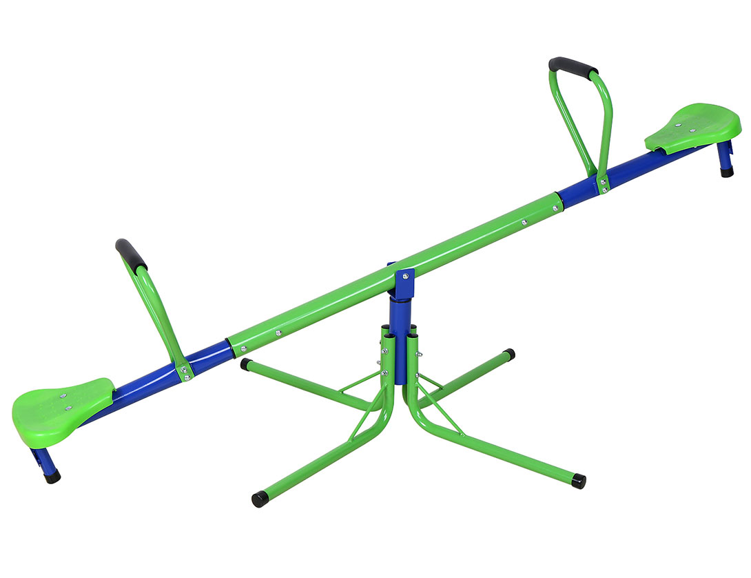 Junior Kids Seesaw Outdoor Green/Blue Safe Spinning Teeter Totter-360 ...