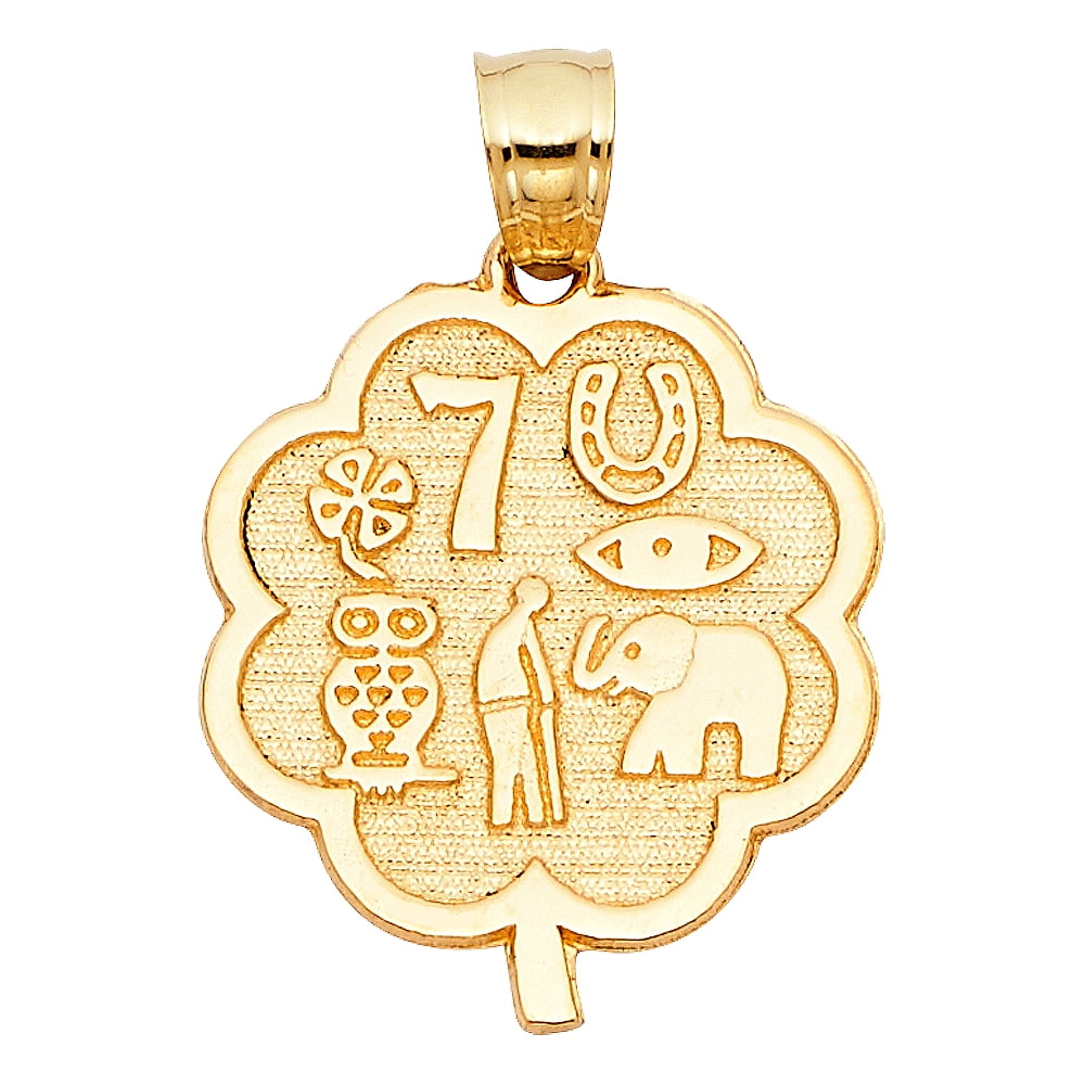 Ioka-14K Tri Color Gold Lucky Charm Pendant For Necklace or Chain ...