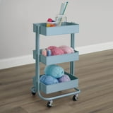 Lexington Dusty Blue 3-Tier Metal Rolling Cart with Utility Wheels by ...