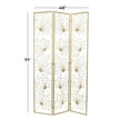DecMode 46" x 71" Gold Metal Floral Hinged Foldable Partition 3 Panel ...