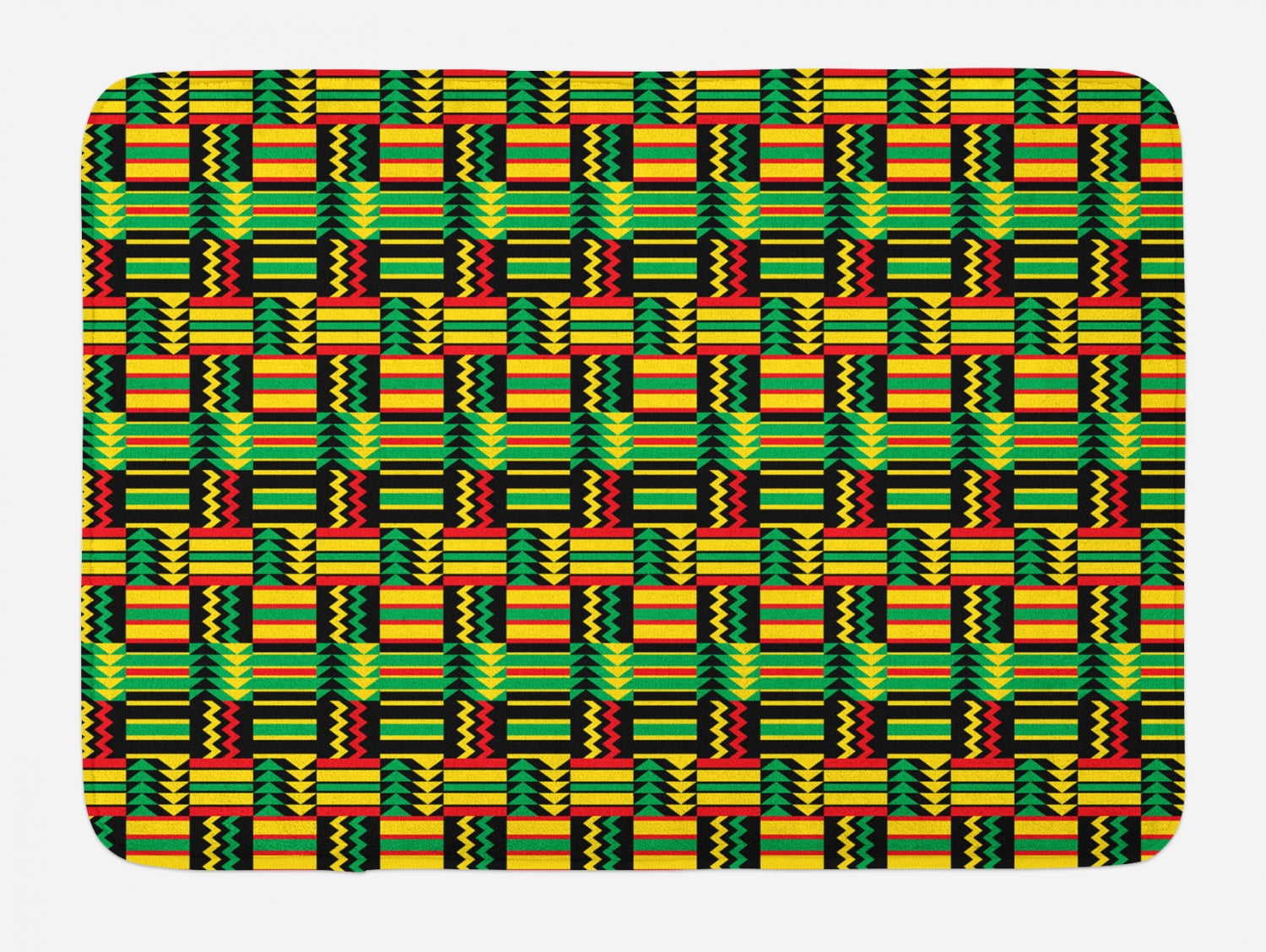 Kente Pattern Bath Mat, Tribal Kenya Nigeria Design with Lively ...
