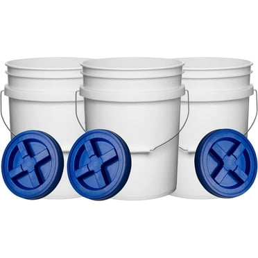 5 Gallon White Bucket with Black Gamma Seal Screw on Airtight Lid, Made ...