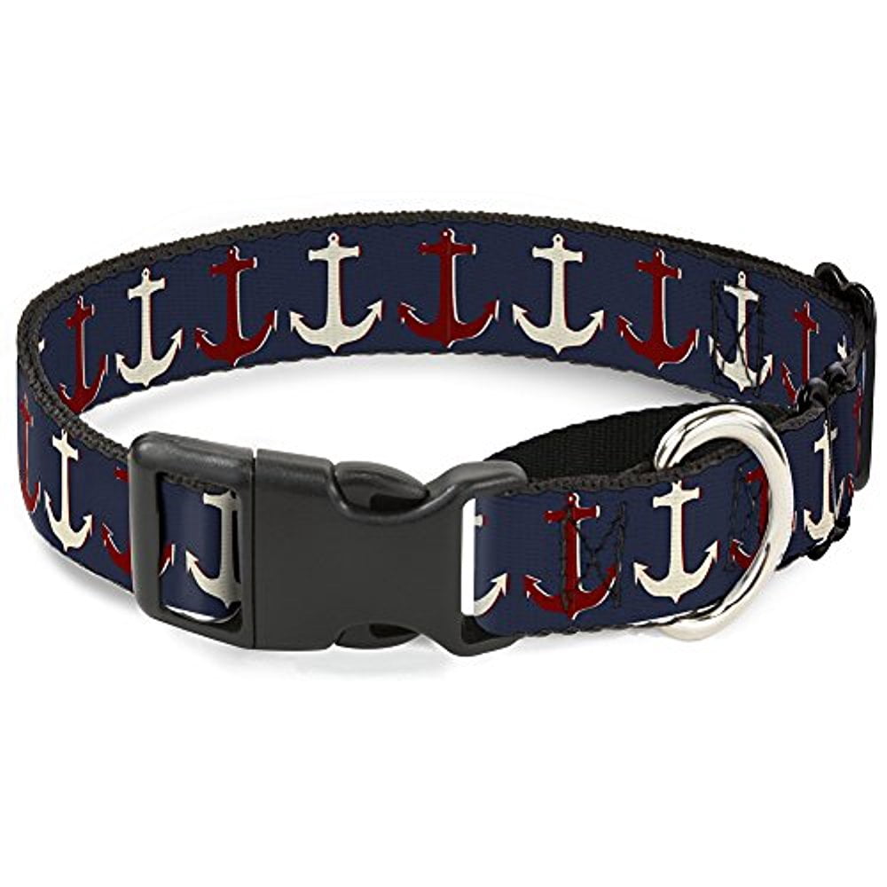 Buckle-Down Anchor3 Close-Up Navy Red Cream Martingale Dog Collar ...