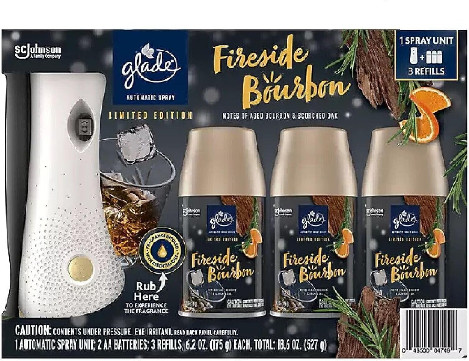 Glade Automatic Spray Air Freshener, 1 Holder + 3 Refills, Fireside ...