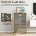 HOMCOM 5-Tier Media Stand Cabinet with Adjustable Shelves and Glass ...