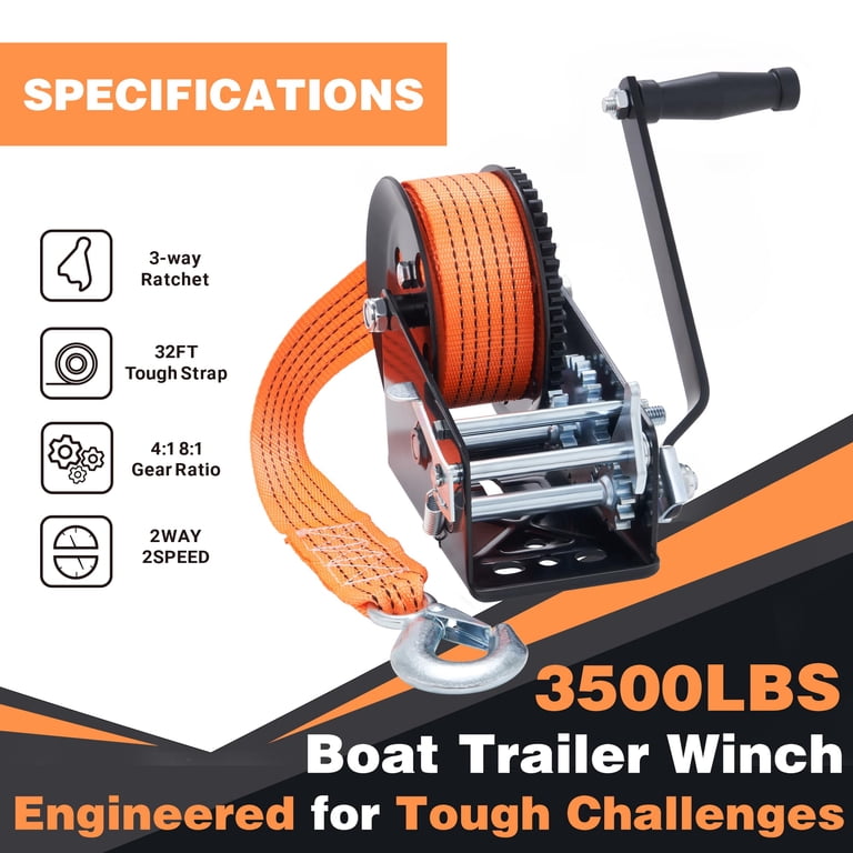 Hand Crank Winch Inflatable Boat Atv Winch AC-DK 3500lbs Heavy Duty ...