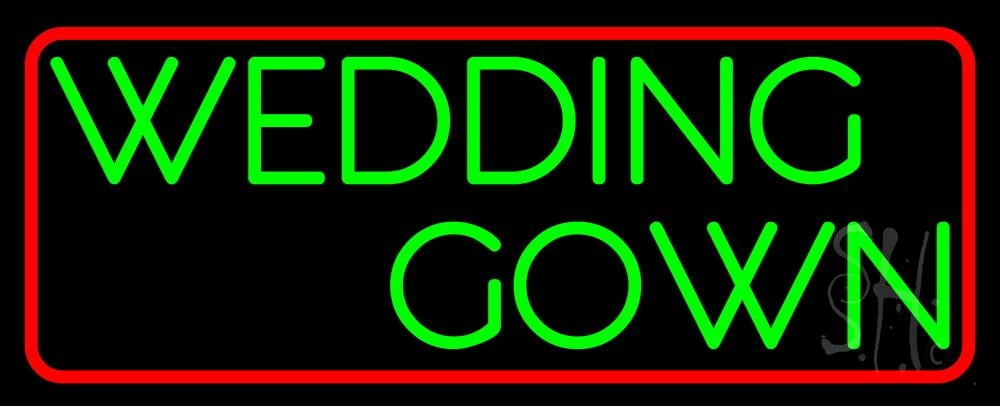 Wedding Gown LED Neon Sign 10" Tall x 24" Wide - inches, Black Square ...