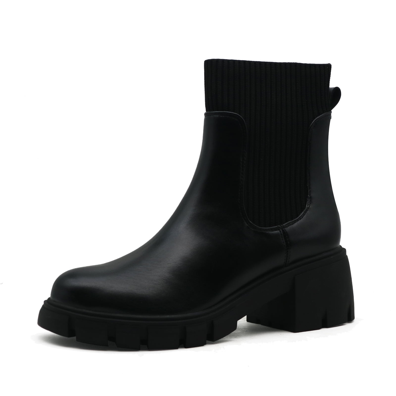 Botas Chelsea para mujer, elásticas, sin cordones, con tacón grueso y ...
