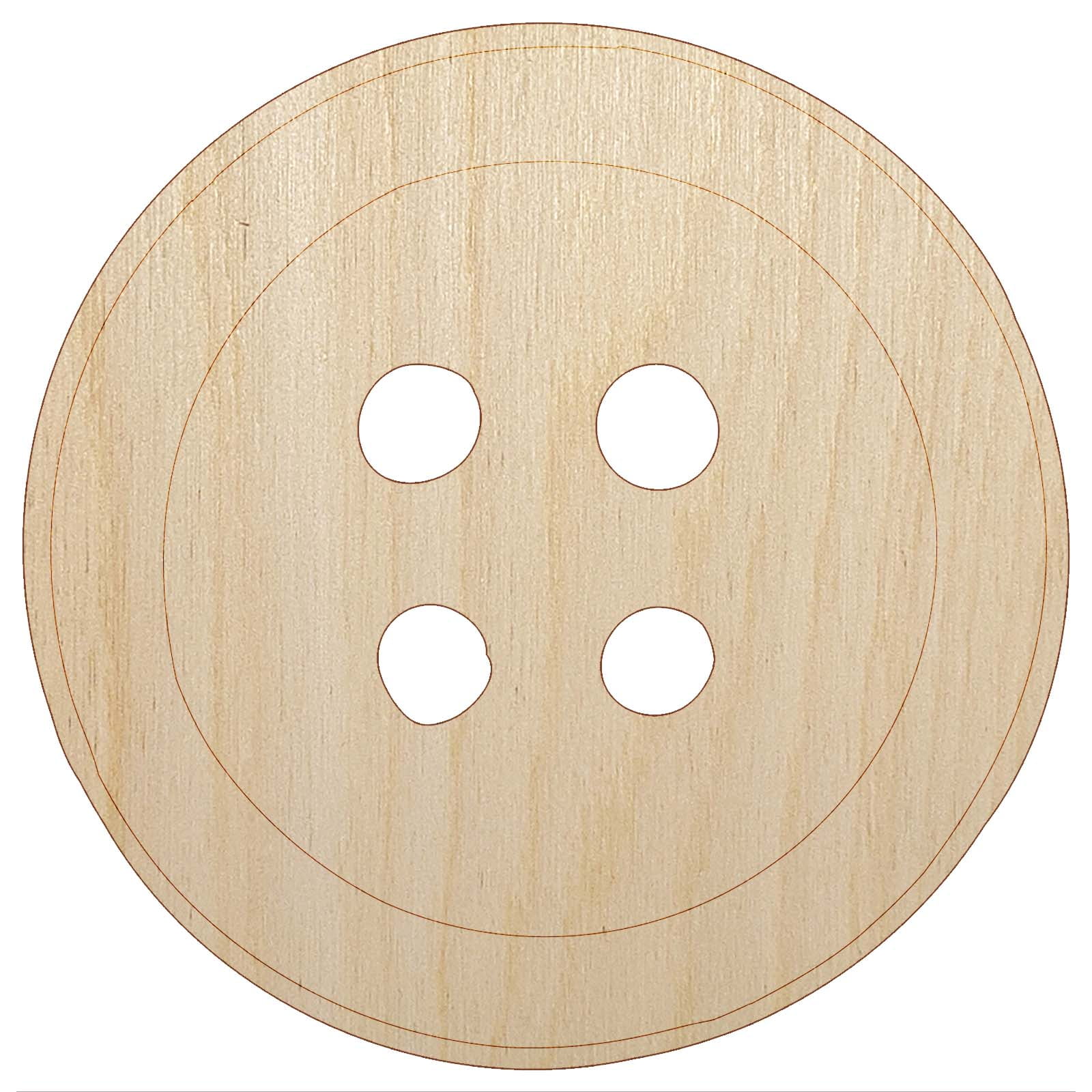 Hand Drawn Button Four Holes Sew Sewing Wood Shape Unfinished Piece ...