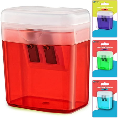 Pencil Sharpener Dual Hole Manual Red, Jumbo Crayon Sharpener with ...
