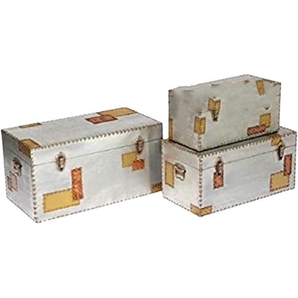 Nauticalmart Silver and Copper Industrial Style Aluminum Trunk Set ...