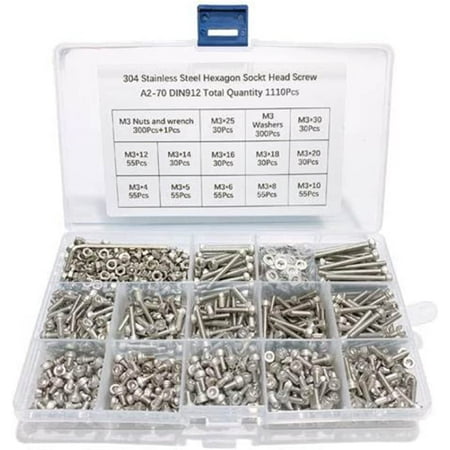 M3 Screws Kit,M3 Screw Assortment Kit 304 Stainless Steel Nuts Washers ...
