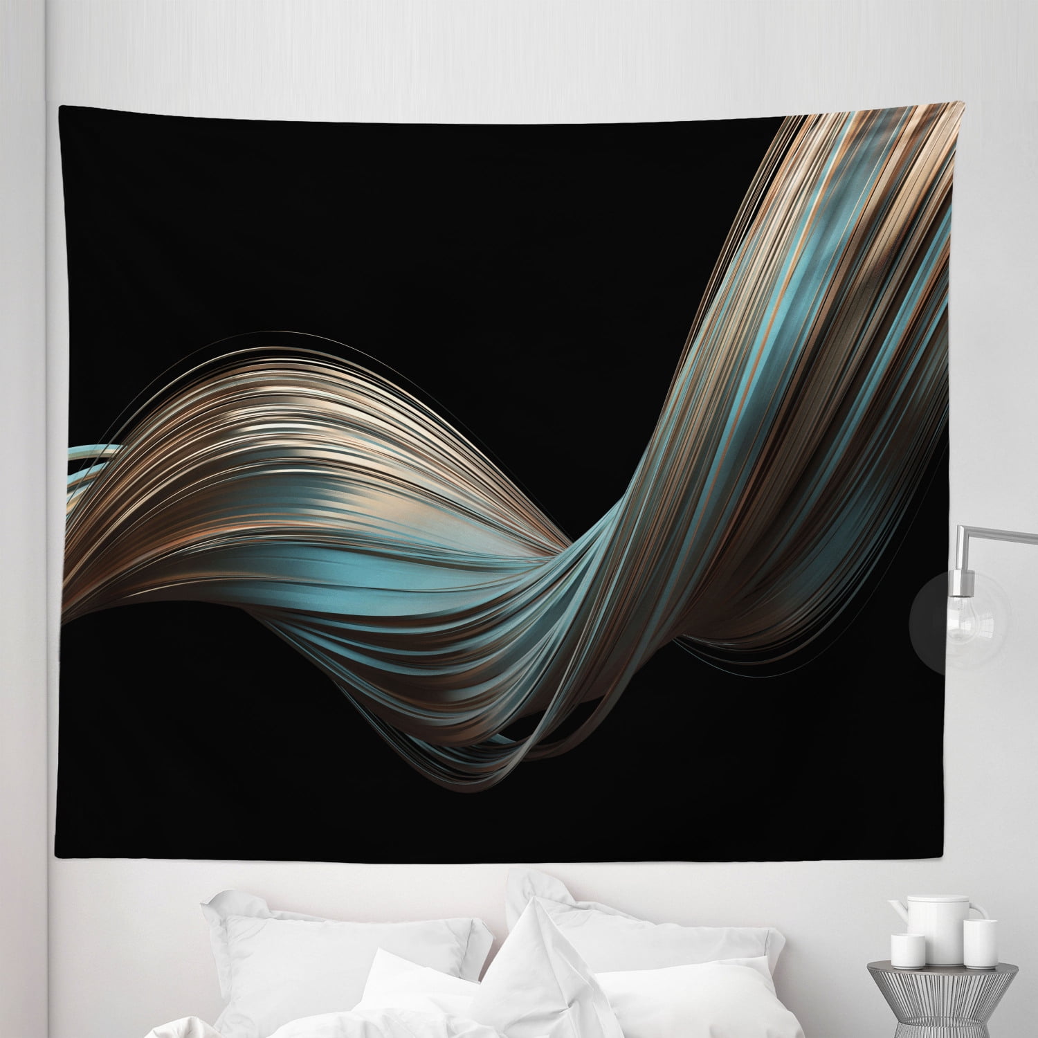 Abstract Tapestry, Modern Digital Futuristic Whirling Motif on Dark ...