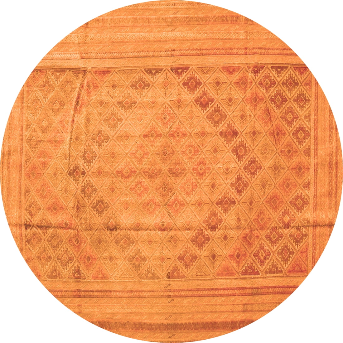 Ahgly Company Indoor Round Southwestern Orange Country Area Rugs, 3 ...