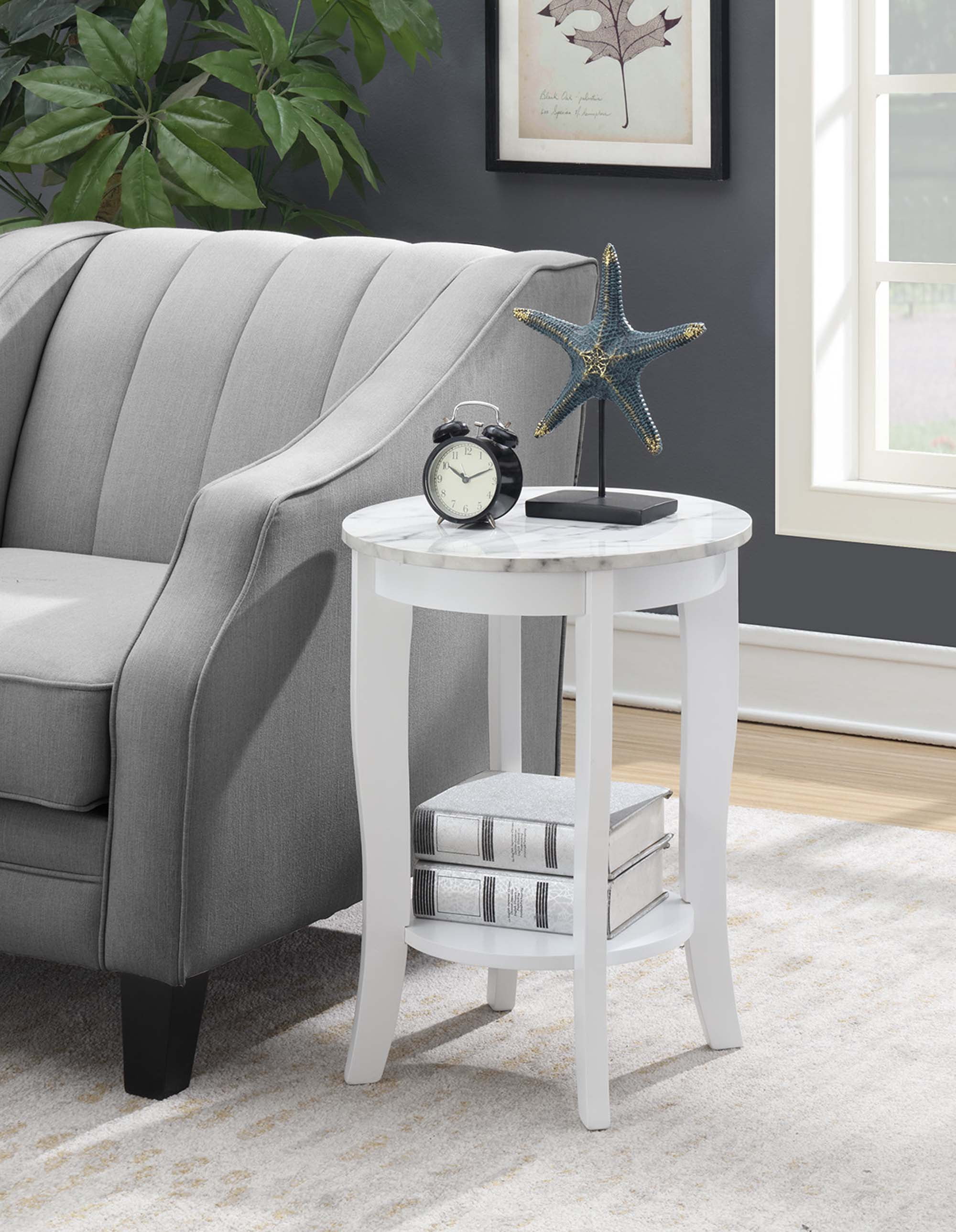 Convenience Concepts American Heritage Round End Table with Shelf ...