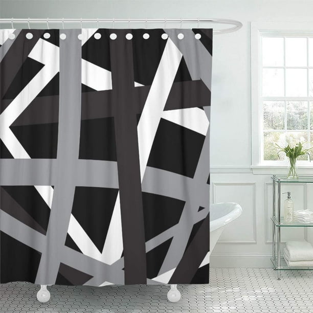 Suttom White Gray Black Stripes Grey Shower Curtain 66x72 Inch