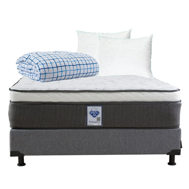 Colchón Le Mans Matrimonial + Box + 2 Almohadas Oso + Edredón Spring ...