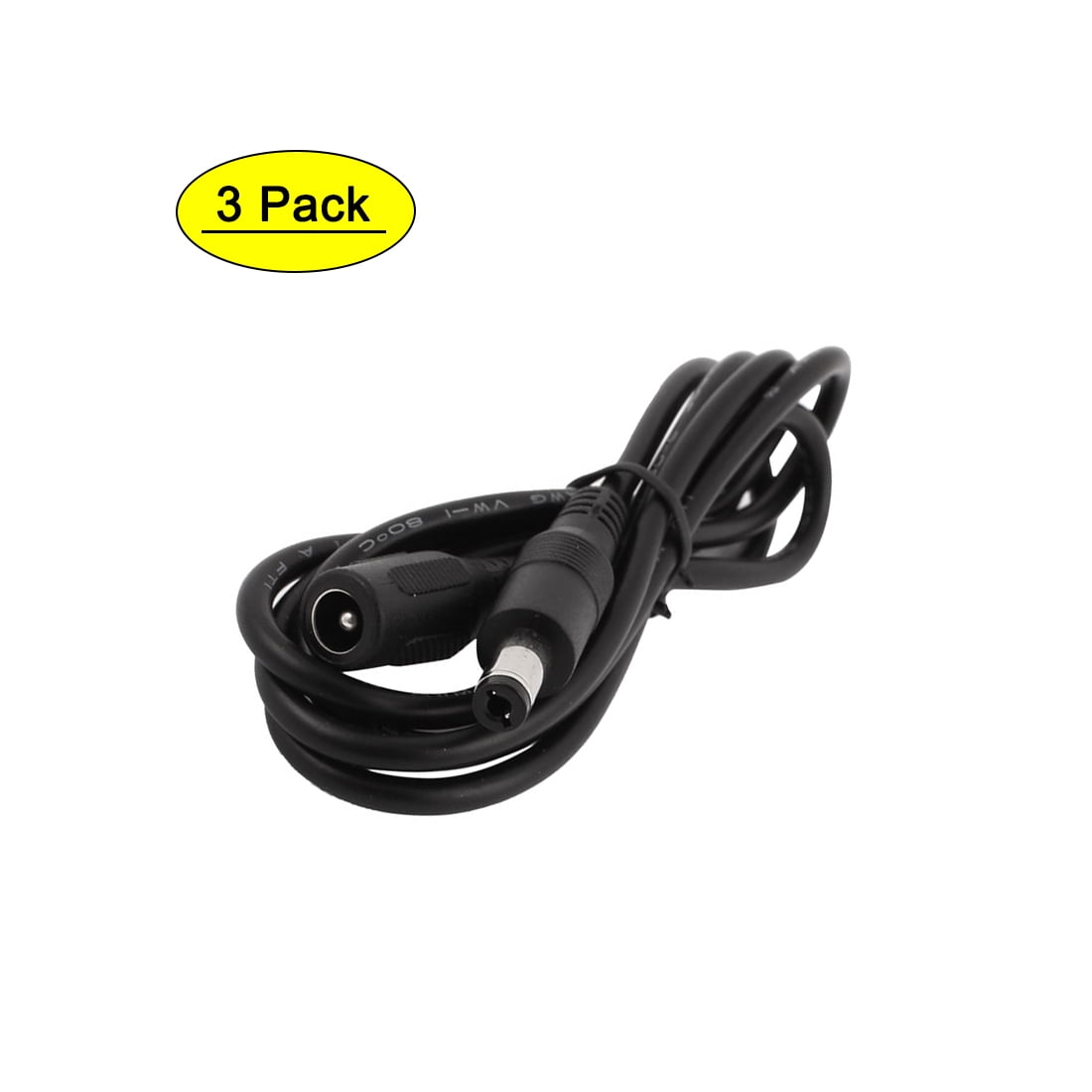 3 Pcs 2.1 x 5.5mm Male Female DC Power Cable 1M Length Black Extension ...