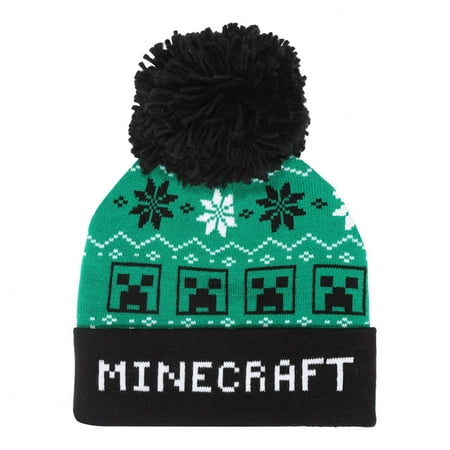 Minecraft Girls Creeper Fair Isle Pom Pom Beanie | Walmart Canada