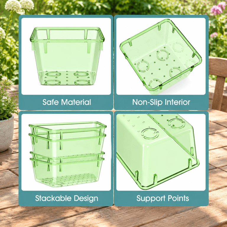 Clear Green 25-Piece Plastic Drawer Organizer Set, Multi-Size Cabinet ...