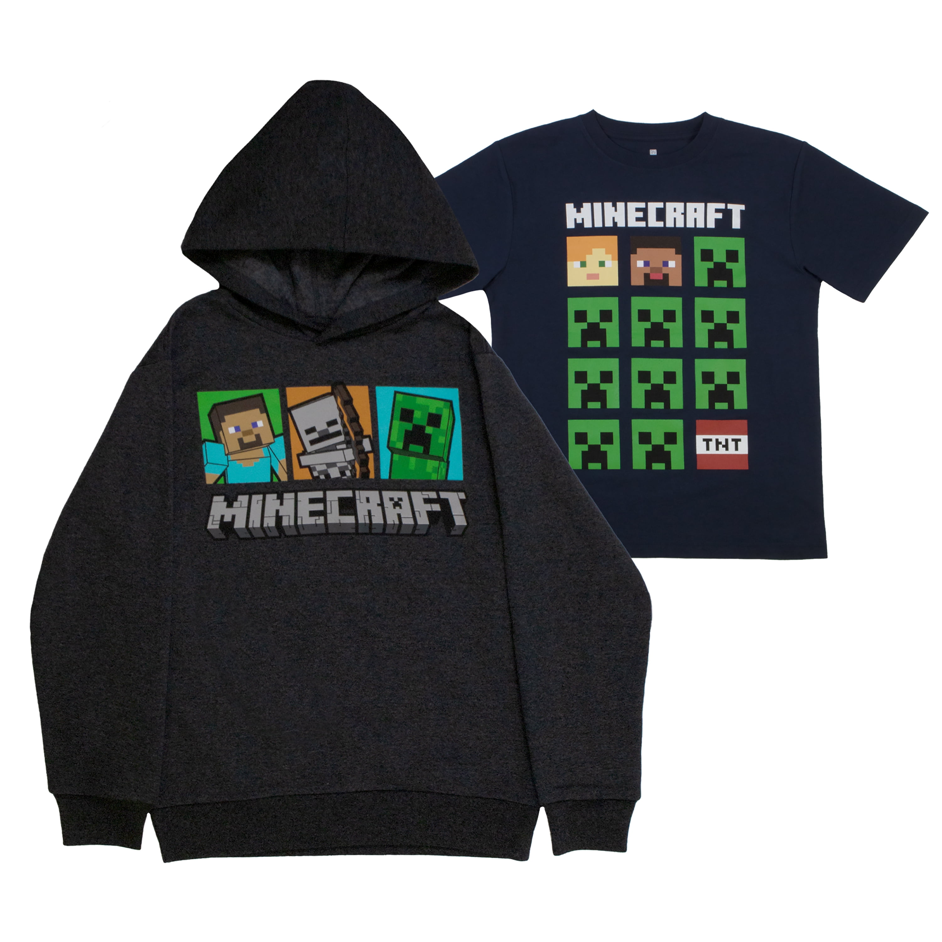 Minecraft Creeper Boys, Hoodie, and T-Shirt, 2-pack Clothes Set (Sizes ...