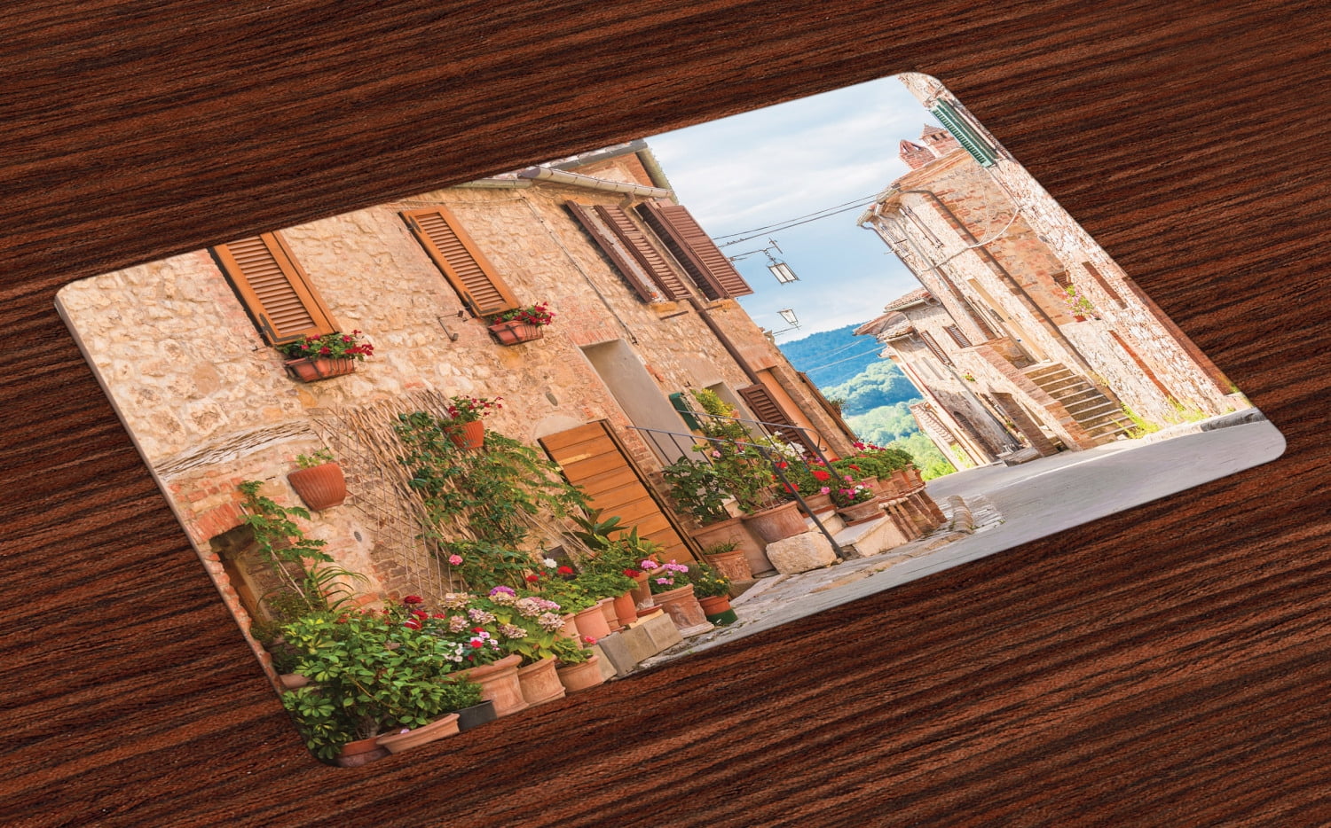 Mediterranean Placemats Set of 4 Medieval Old Town in Tuscany ...