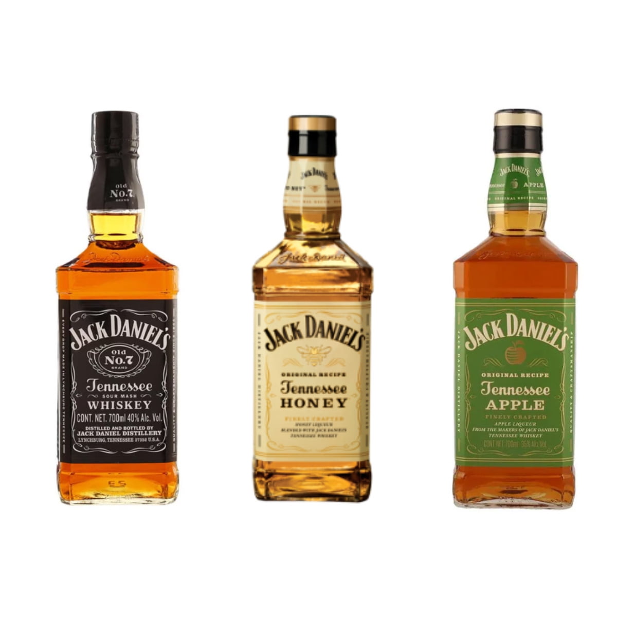 Pack de 3 Whisky Jack Daniels (1 Jack Daniels 700 ml + 1 Jack Daniels Apple 700 ml + 1 Jack ...