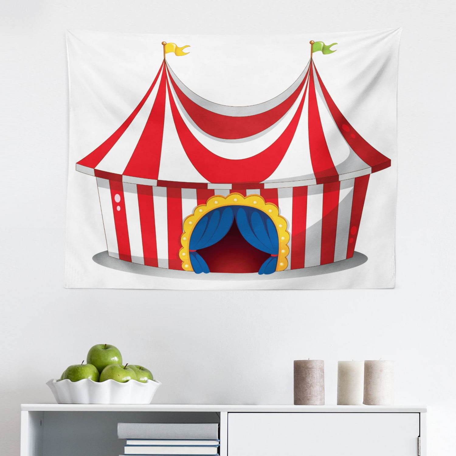 Circus Tapestry, Old Style Vintage Circus Tent with Balloons Carnival ...