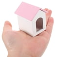 Wooden Miniature House With Pink Roof And White Walls Mini Dog House ...