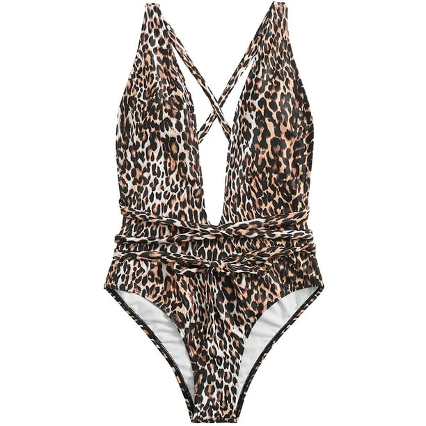Maillots De Bain Sexy Pour Femmes Criss Cross Tie Knot Front Deep V