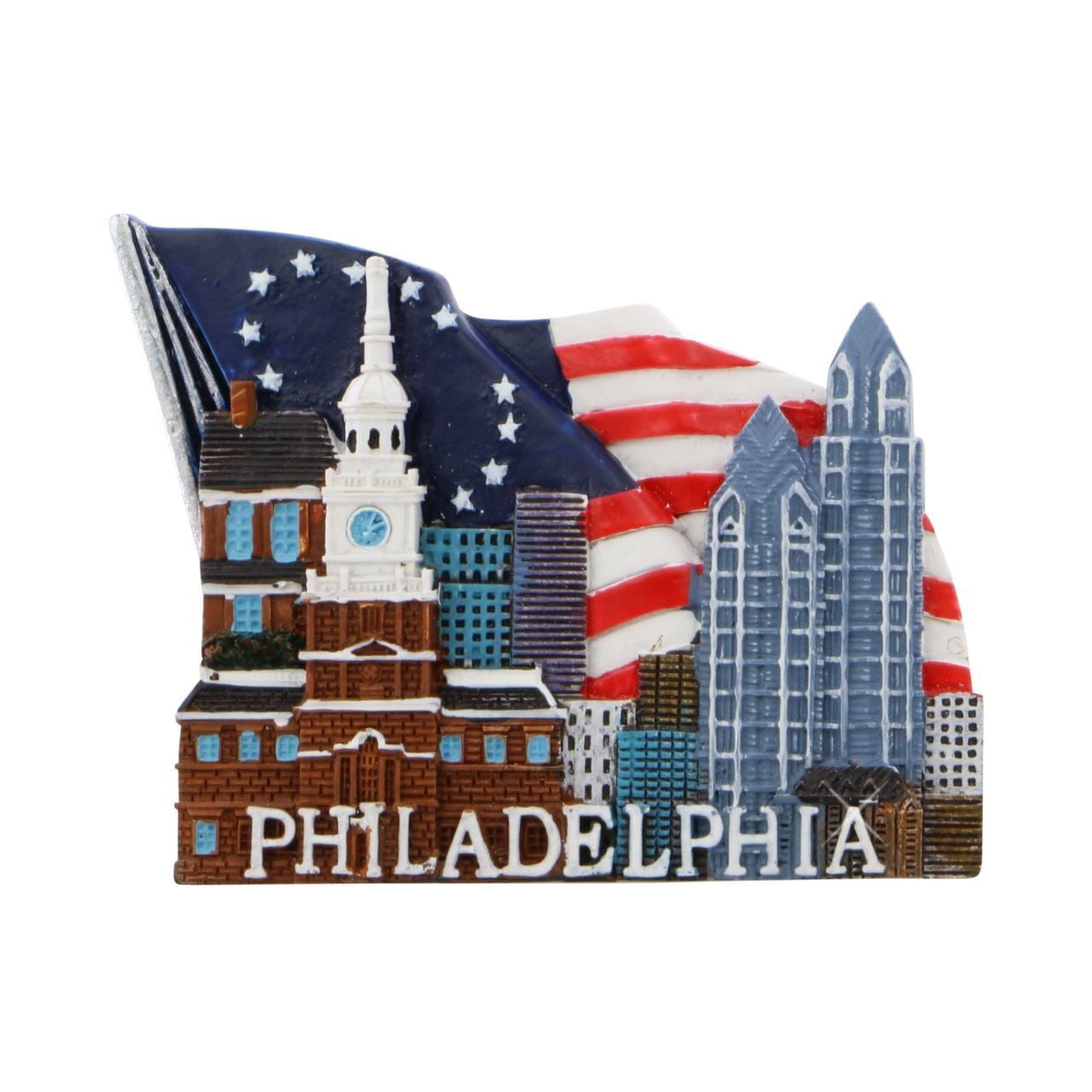 Philadelphia Magnet Skyline 3 Inches Pennsylvania Magnet American Flag ...