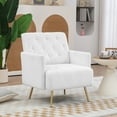 HOMCOM Modern Sherpa Accent Chair with Tufted Pattern and Steel Legs ...
