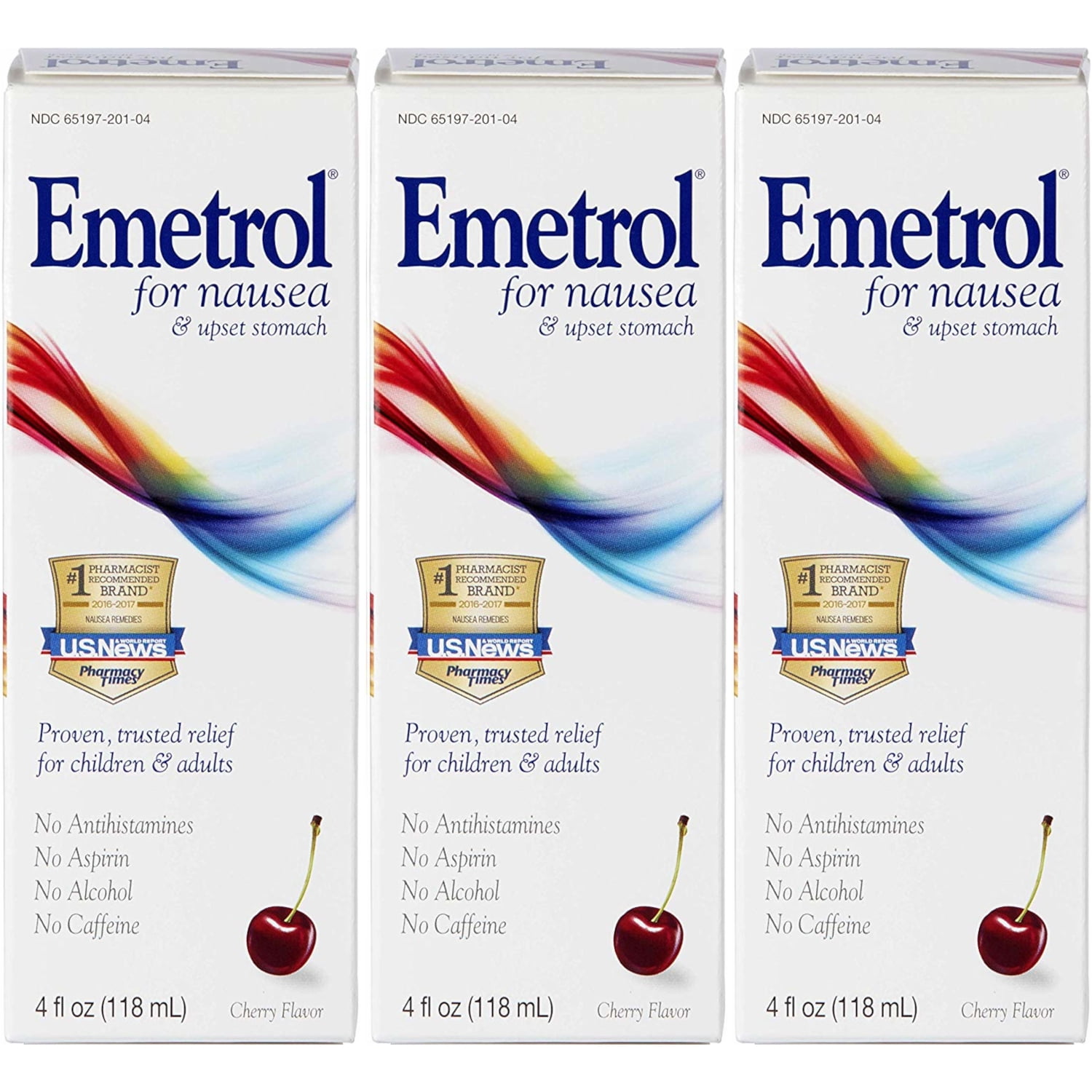 Emetrol for Nausea & Upset Stomach Relief Liquid, Cherry, 4.0oz, 3 Pack ...
